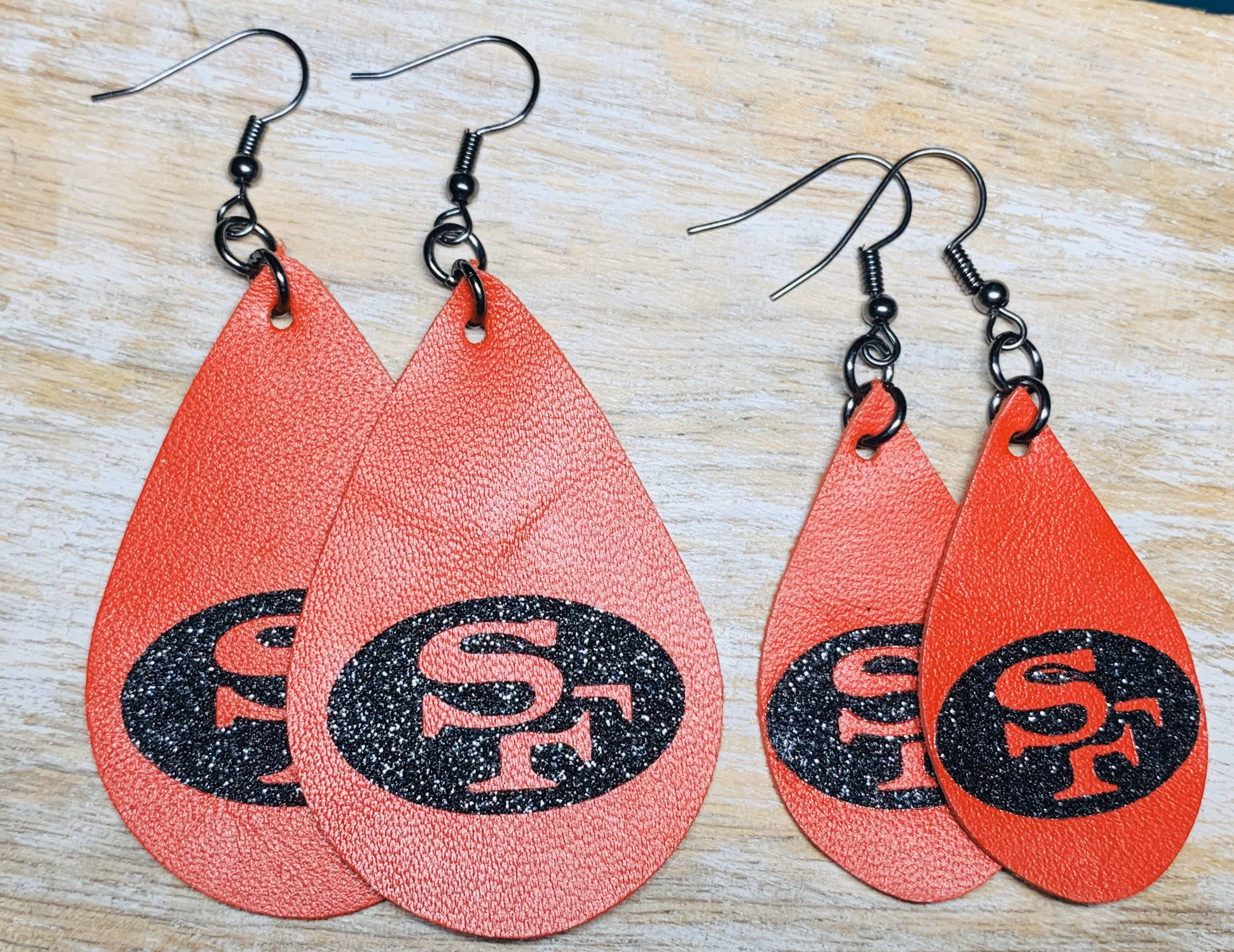 San Francisco 49ers Earrings | Teardrop Leather Earrings | Nfl Leather ...