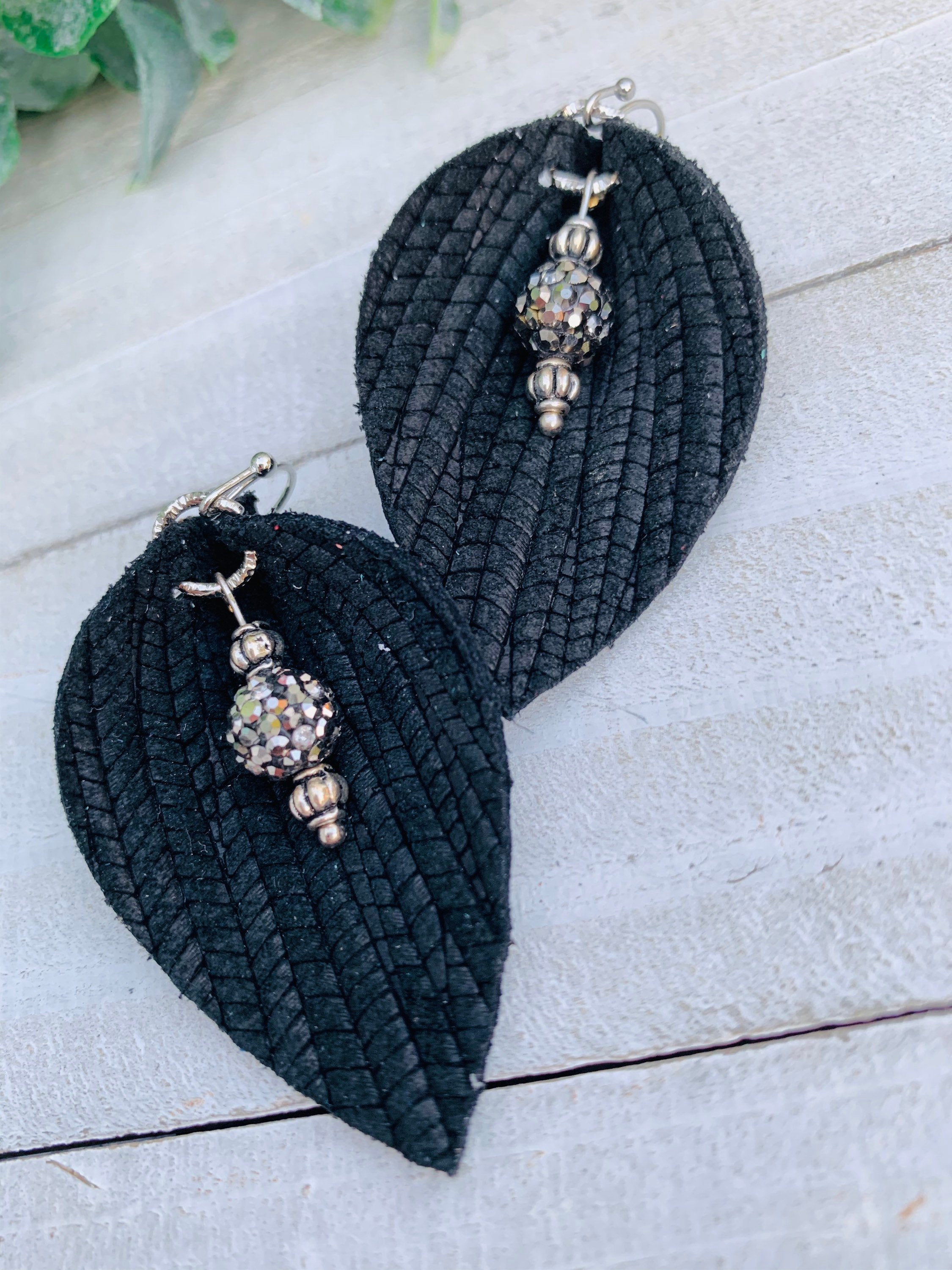 Cute Leather Earrings, Leather Earrings | Pinched Leather Earrings ...